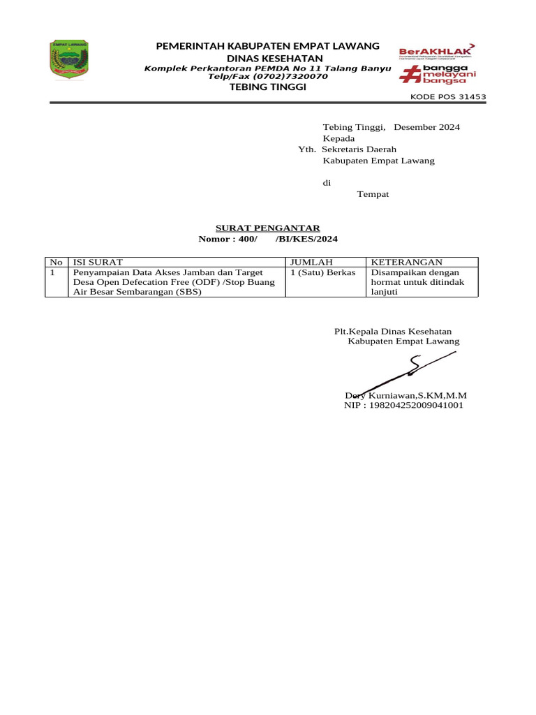 Surat Pengantar Perbub | PDF