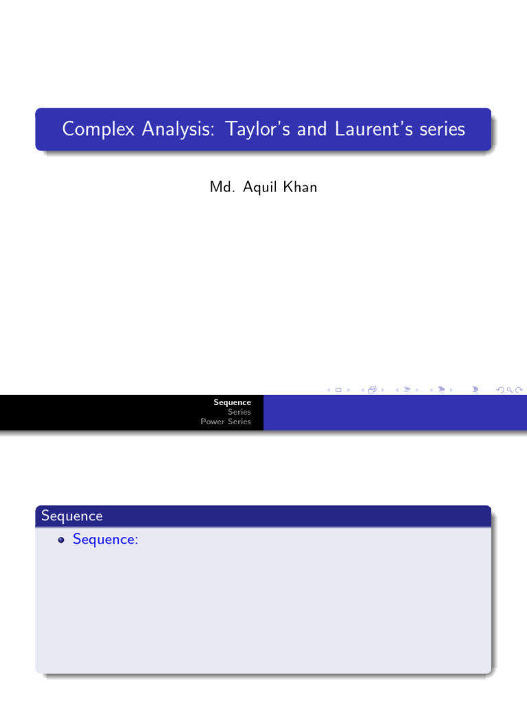 Complex Analysis, Taylor and Laurent Series, Aqil Khan, IIT Indore ...