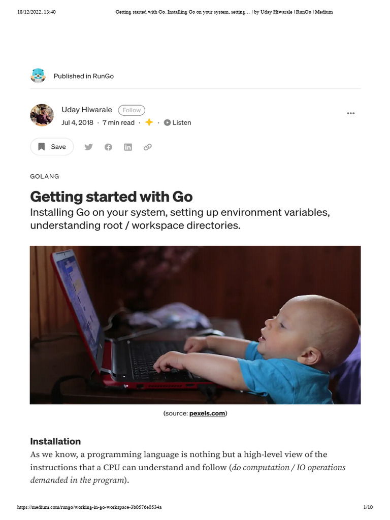 01-Getting Started With Go. Installing Go On Your System, Setting - by Uday Hiwarale - RunGo ...