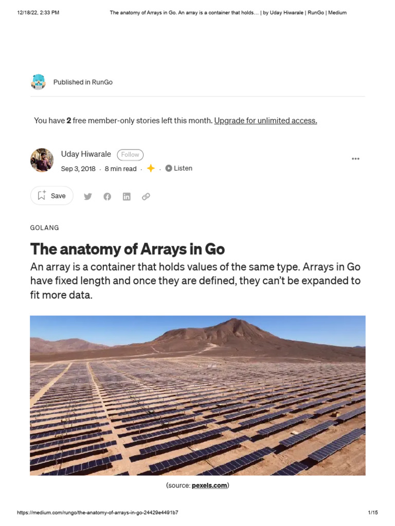 04 The Anatomy Of Arrays In Go An Array Is A Container That Holds By Uday Hiwarale Rungo