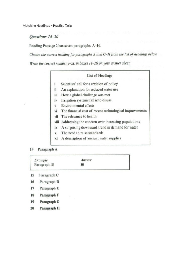 Matching Headings | PDF