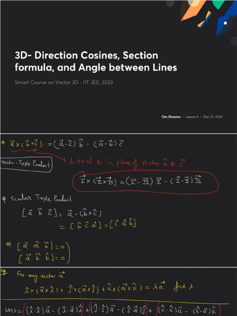 3D_Direction_Cosines_Section_formula_and_Angle_between_Lines_with_anno | PDF
