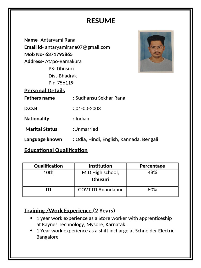 Resume of Raju | PDF