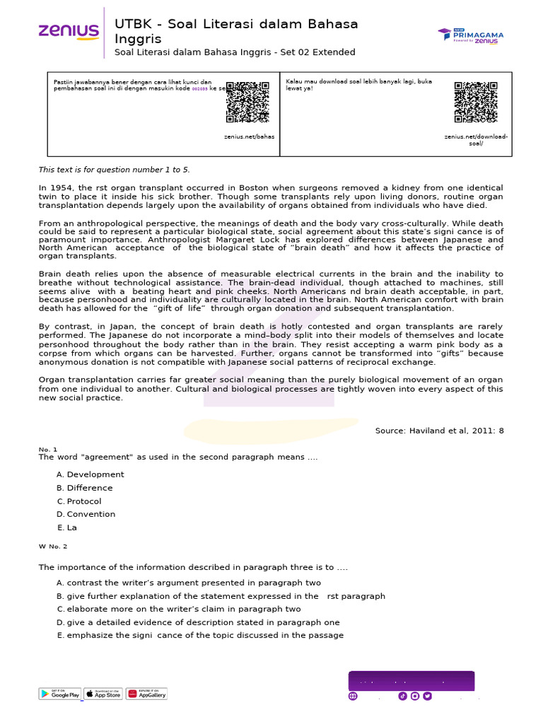 Soal Literasi Dalam Bahasa Inggris - Set 02 Extended | PDF | Literacy ...
