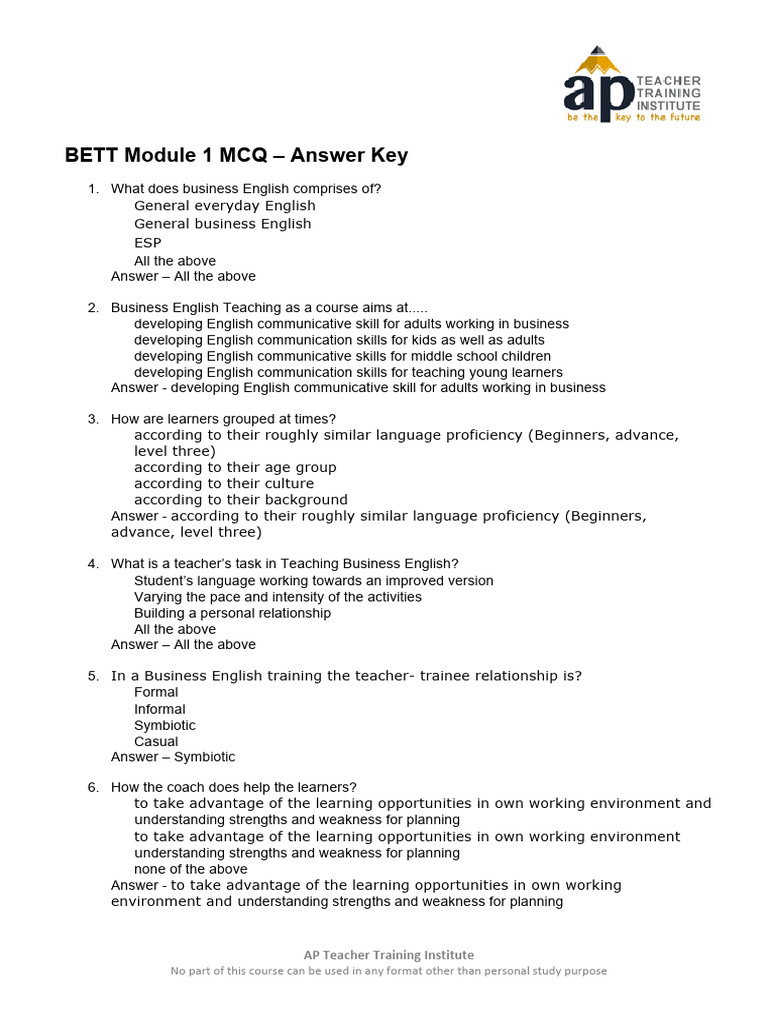 Assesment - Module-1 - BETT | PDF | Learning | English Language