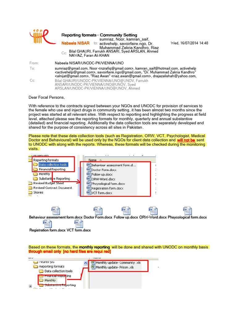 Reporting Formats-Community Setting | PDF