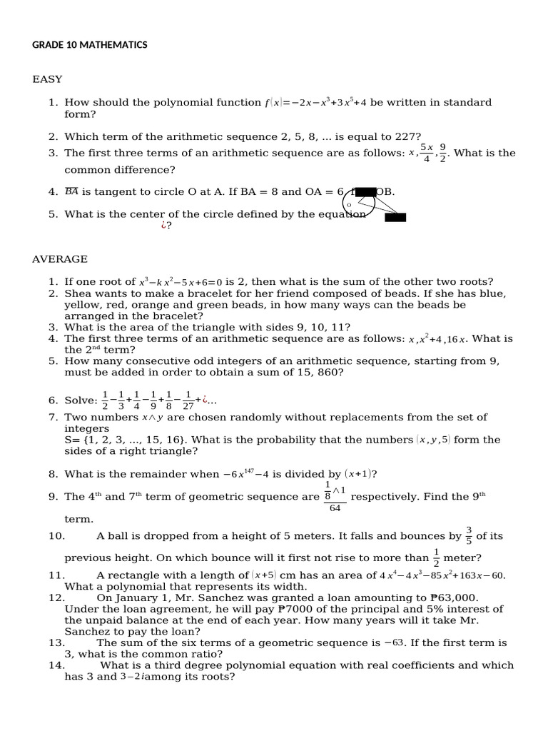 368252165-Grade-10-Math-Competition-Problems-and-Answer-Key | PDF ...