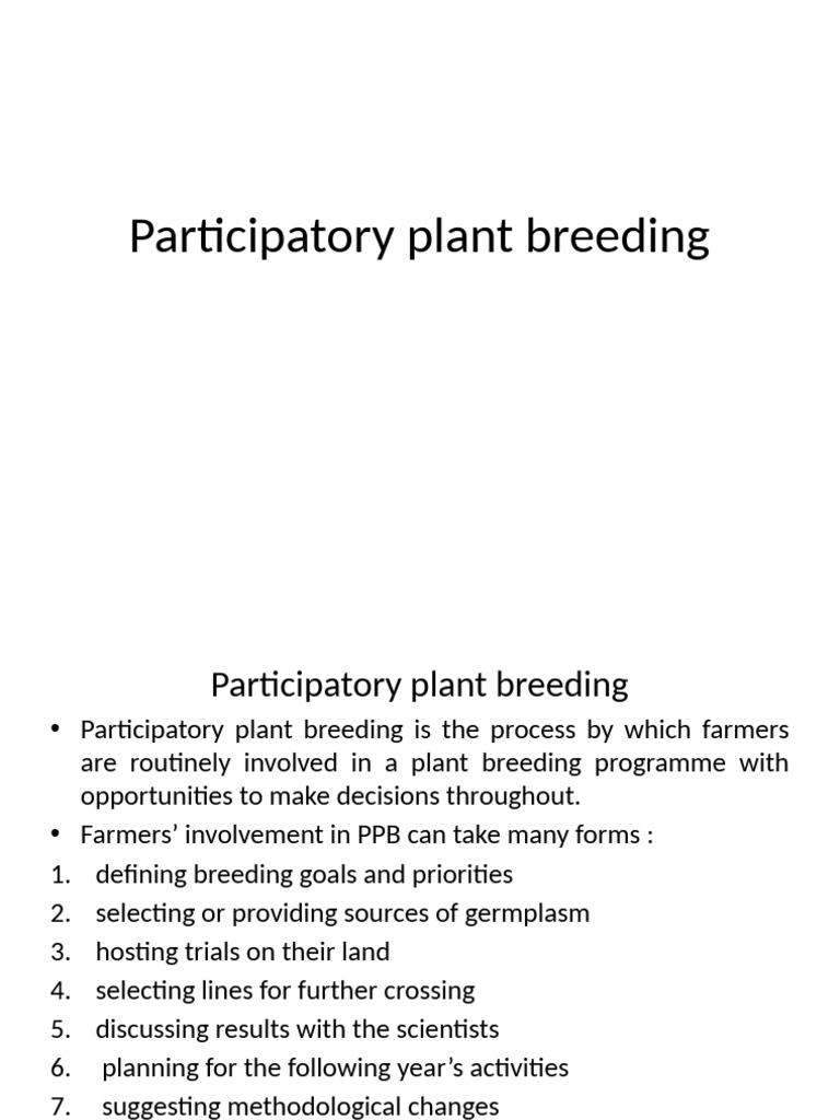 Participatory Plant Breeding Overview | PDF | Plant Breeding