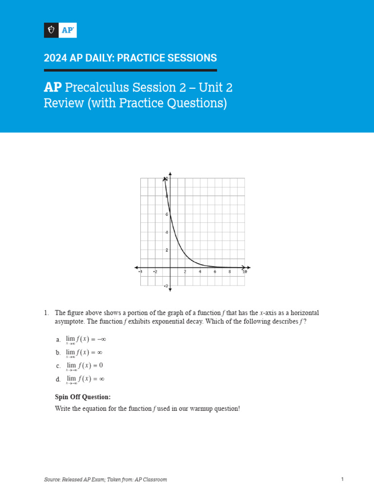 AP Precalculus Session2 Worksheet PDF | PDF