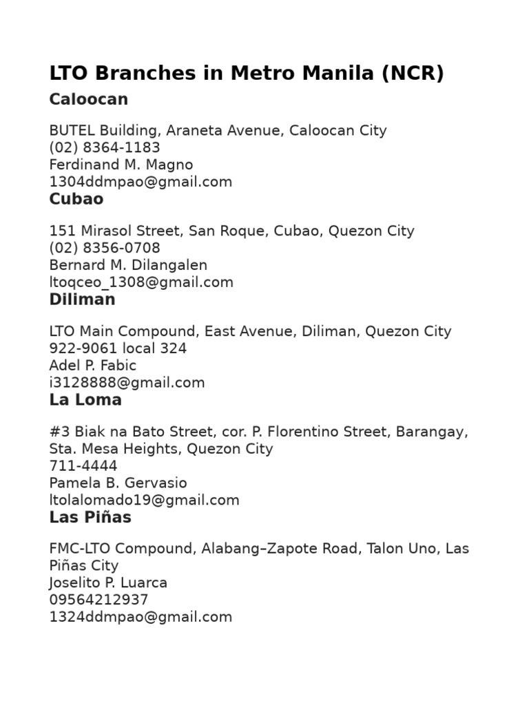 LTO | PDF | Manila | Metro Manila