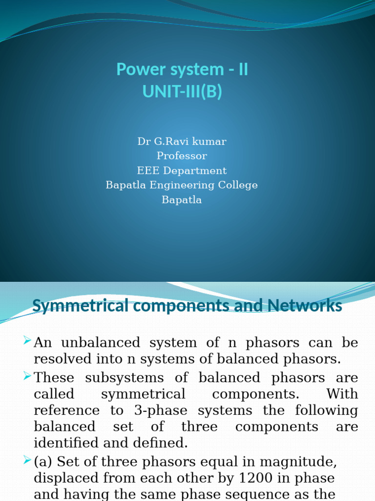 Symmetrical Components in Power Systems | PDF | Electrical Impedance ...