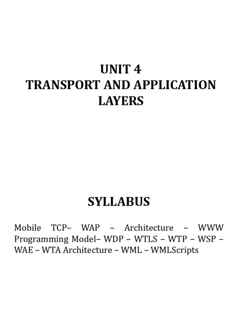 UNIT 4 (1) Mobile Computing | PDF | Transmission Control Protocol | Network Congestion