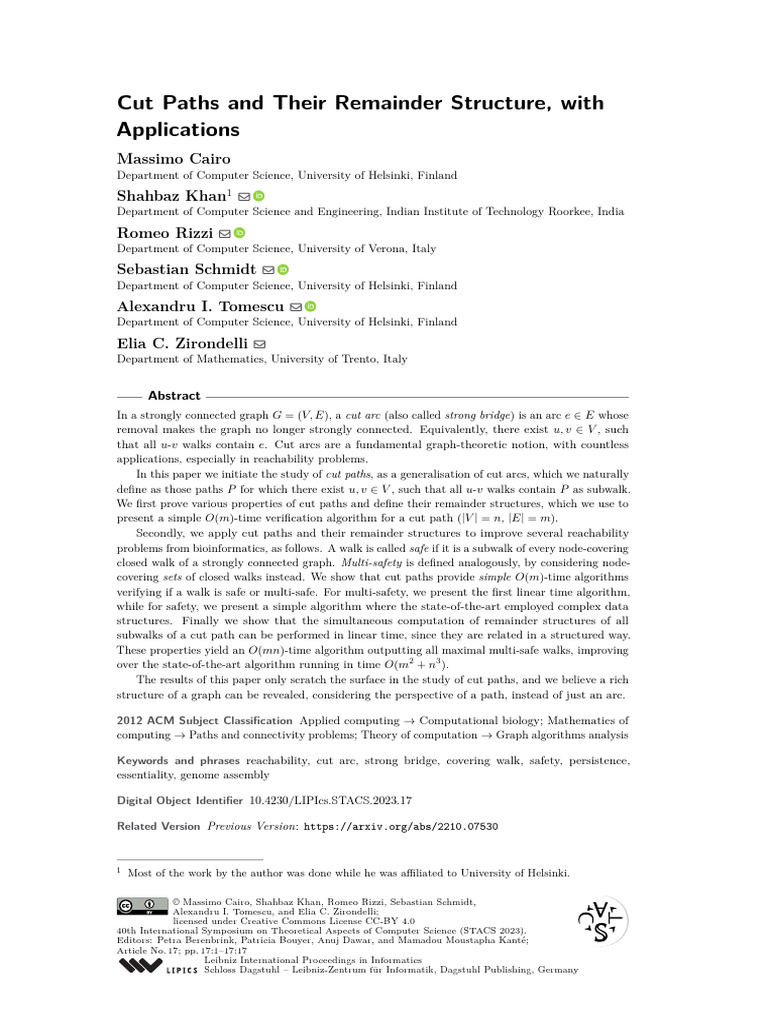 Lipics.stacs.2023.17 | PDF | Theoretical Computer Science ... Lipics.stacs.2023.17 | PDF | Theoretical Computer Science ...
