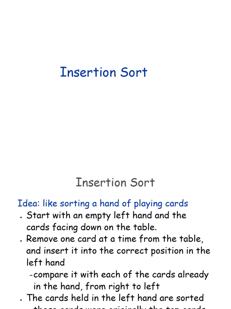 Insertion sort (ref) | PDF | Algorithms And Data Structures | Algorithms Insertion sort (ref) | PDF | Algorithms And Data Structures | Algorithms