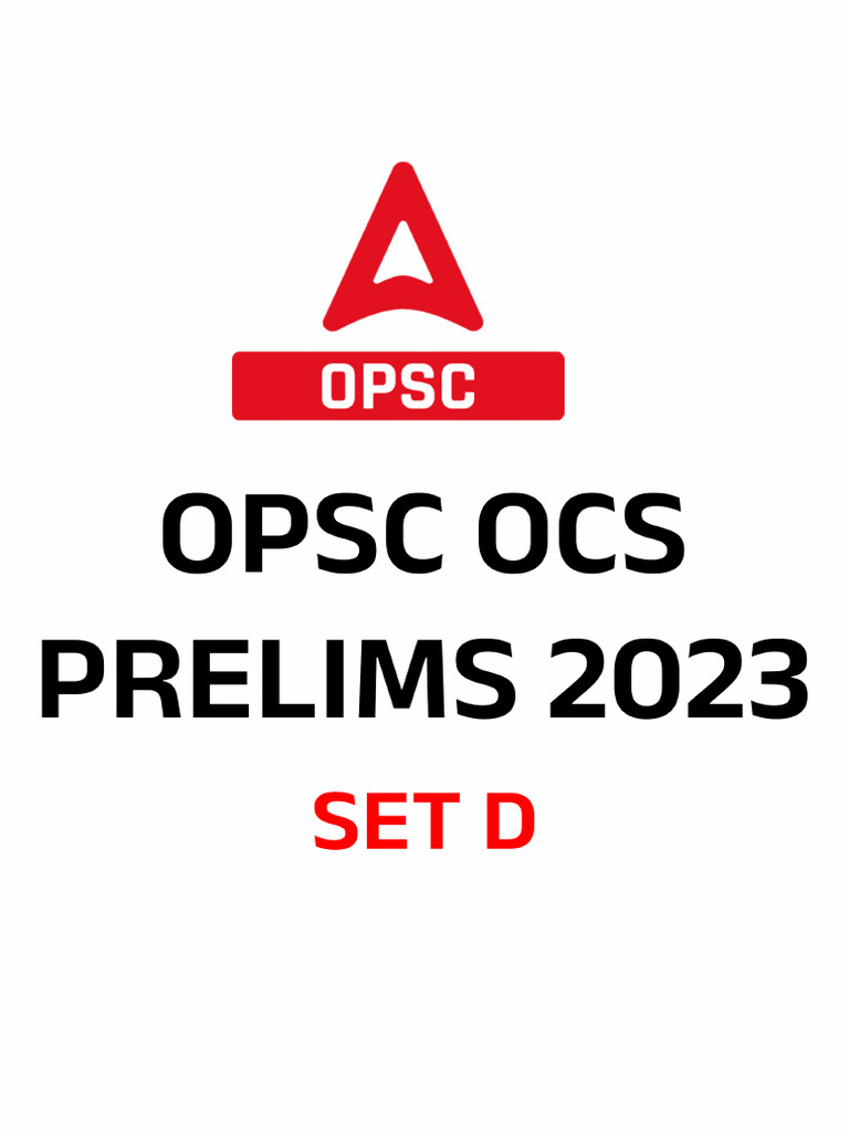 OPSC OCS 2023 24 Prelims Question Paper Set D | PDF