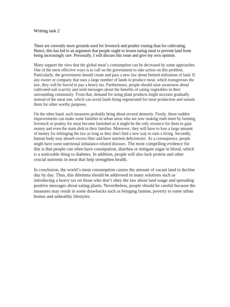 Writing Task 2 Meat Production | PDF