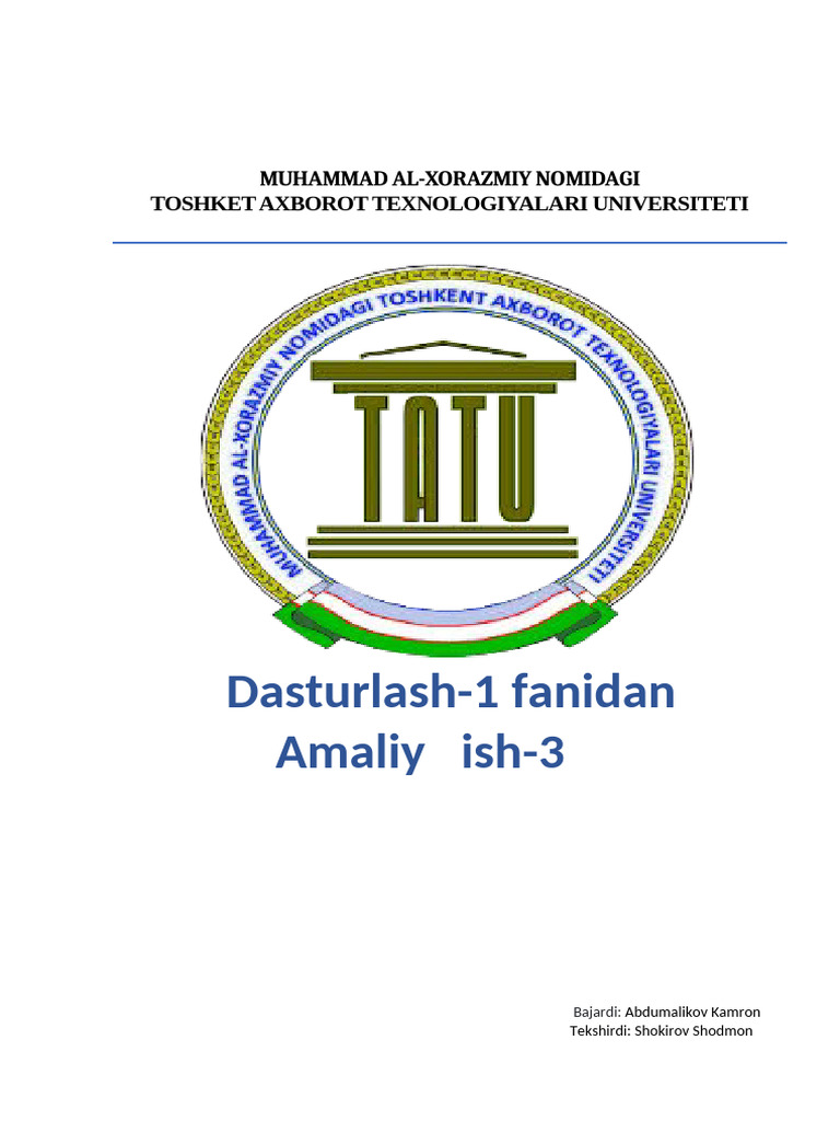 Kamronbek-Dasturlash-1 | PDF