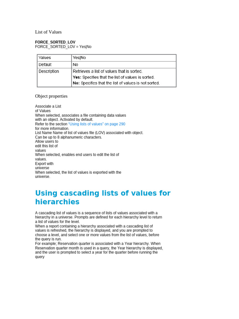 List of Values | PDF