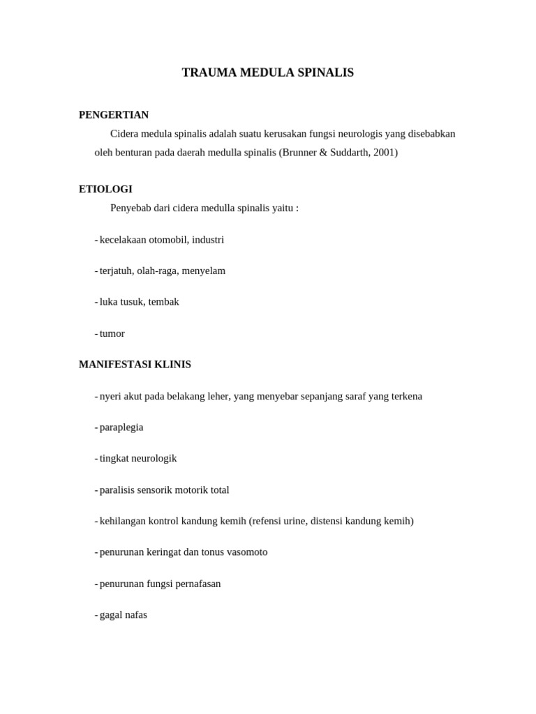 Trauma Medula Spinalis Transparan | PDF