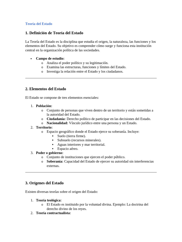 Teoría del Estado: Definición y Elementos | PDF | Estado (política ...