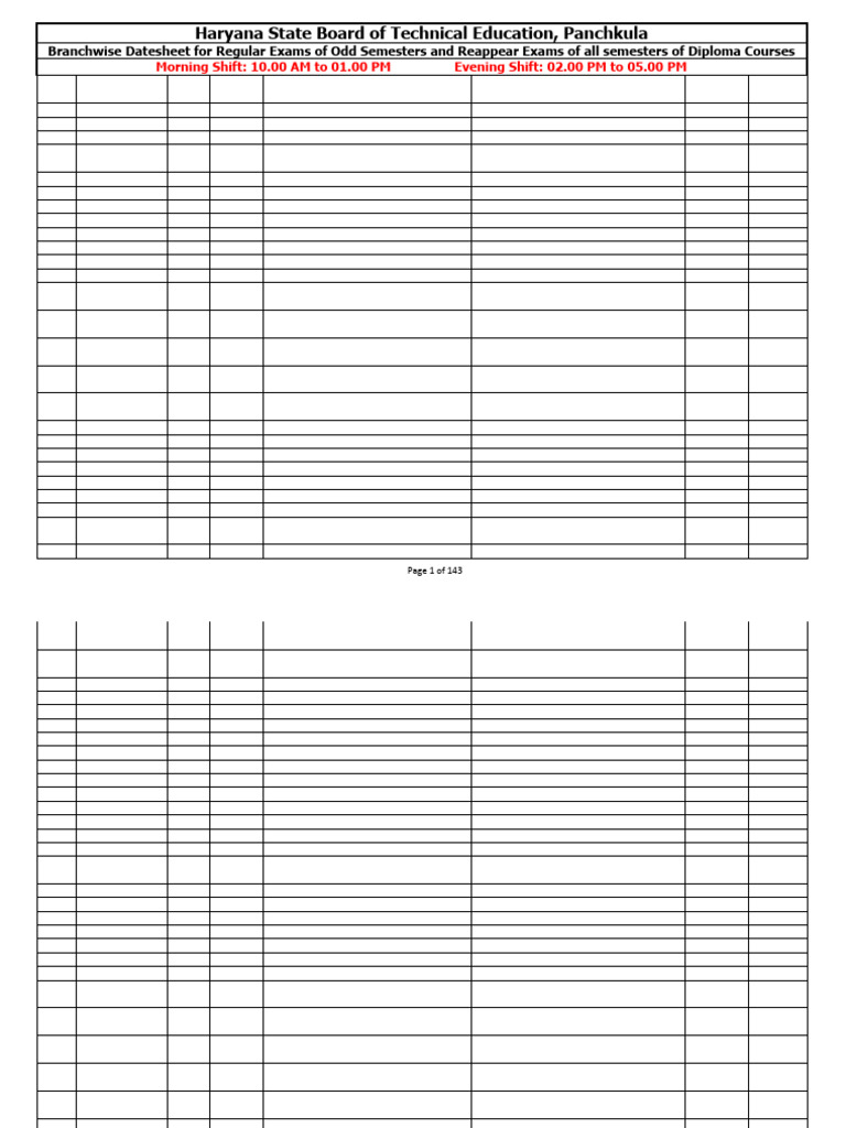 Datesheet for Diploma HSBTE Exam Jan 2024_22.12.23 | PDF | Engineering ...