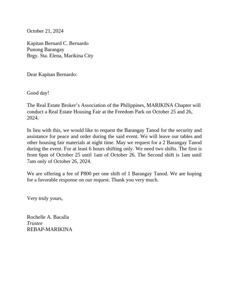 Barangay Tanod Request | PDF Barangay Tanod Request | PDF