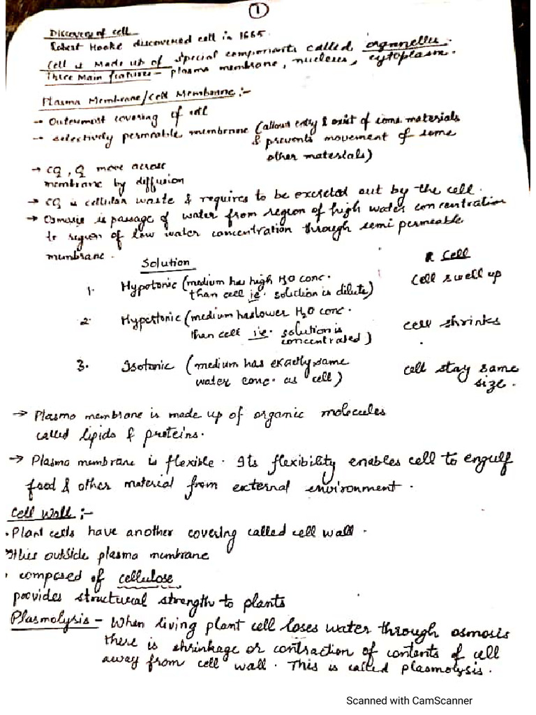 Notes Ch-5 Cell (Biology) Science Class 9 | PDF