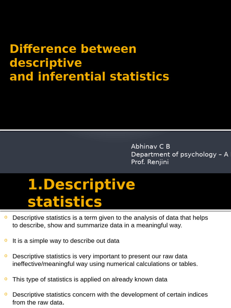 Difference Between Descriptive and Inferential Statistics | PDF ... Difference Between Descriptive and Inferential Statistics | PDF ...