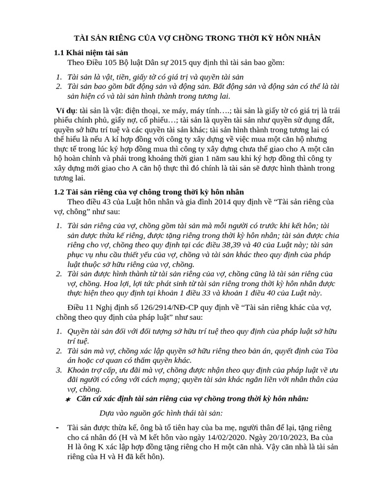 Tài S N Riêng C A V CH NG Trong TH I K Hôn Nhân | PDF