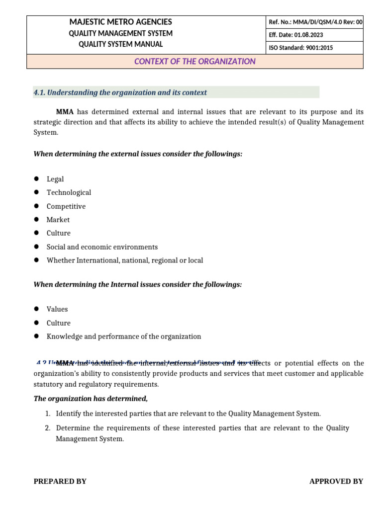 ISO 9001:2015 Quality System Manual | PDF | Quality Management ...