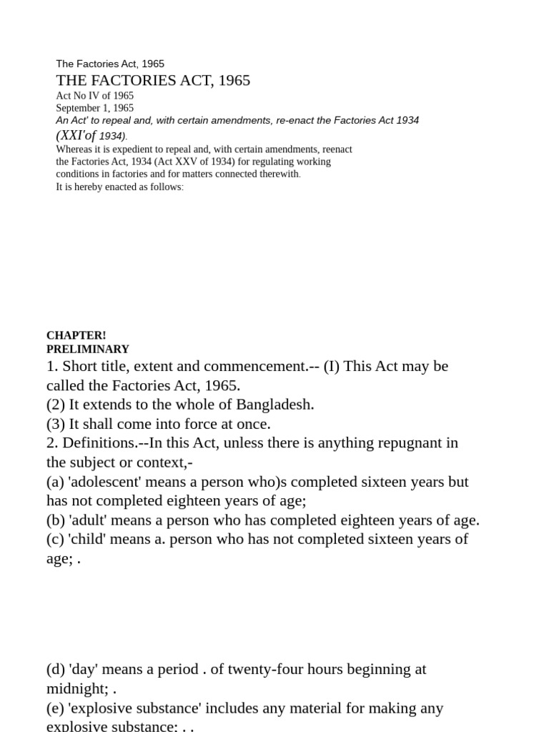 Factory Act Rules - 1965-Part | PDF