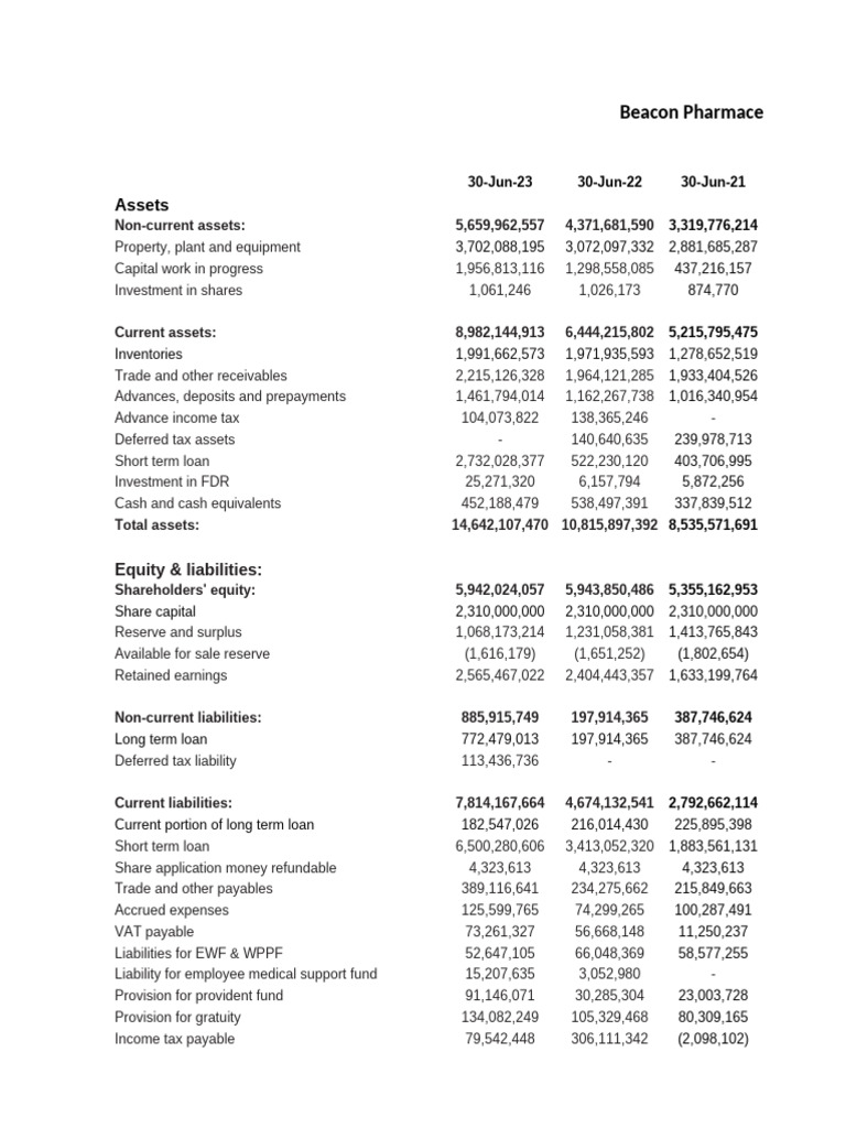 Beacon Pharma Financial Report 2023 | PDF | Expense | Net Income