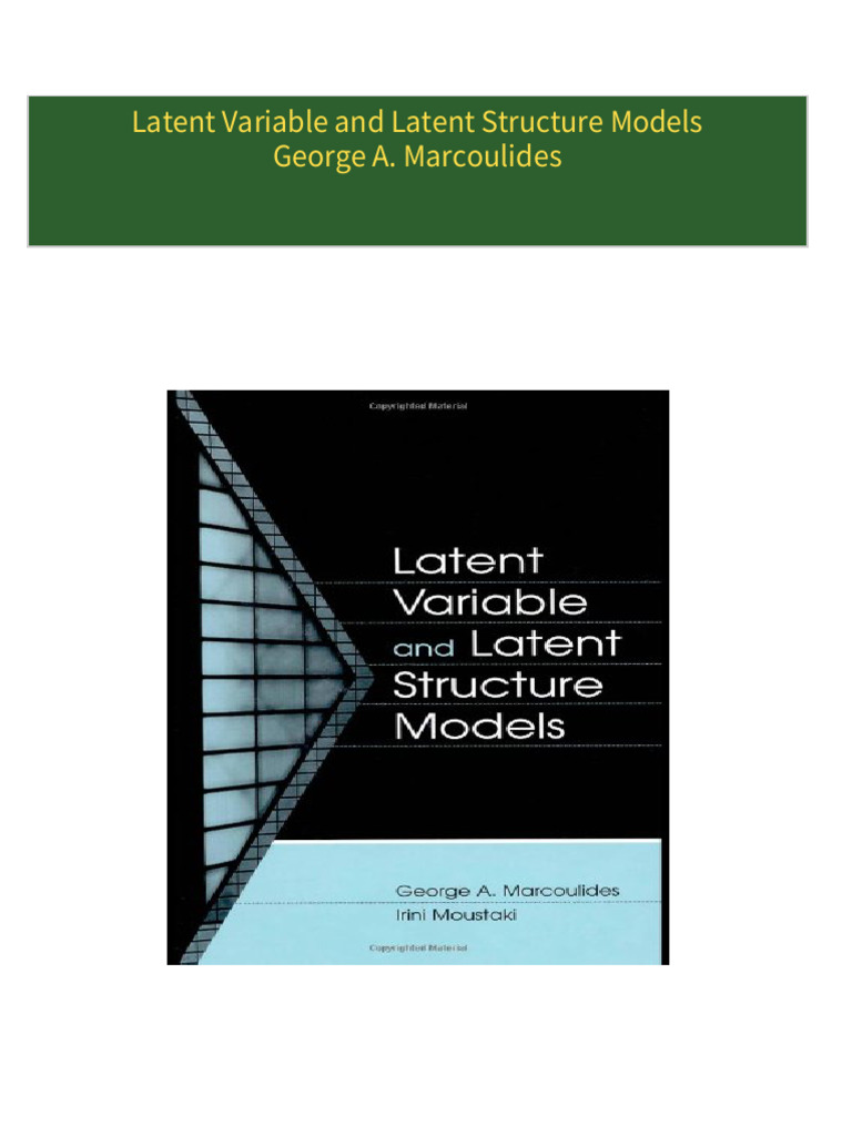 Where Can Buy Latent Variable and Latent Structure Models George A ...