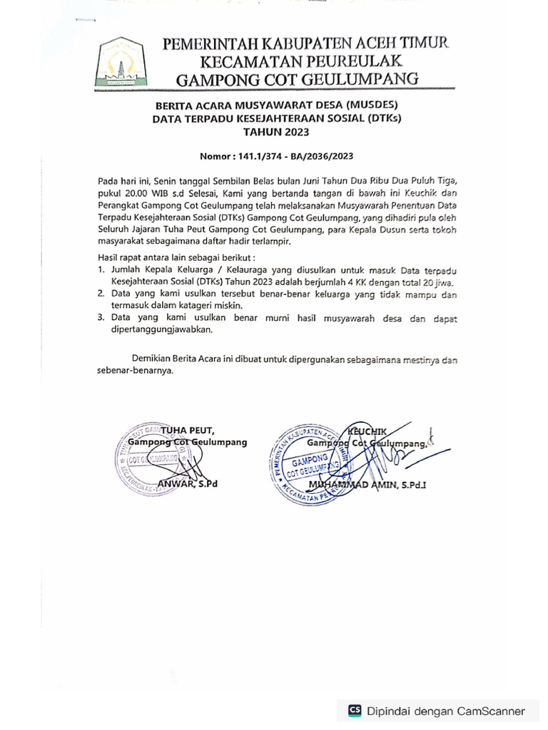 Ba Musdes DTKS CGLP 2023 | PDF