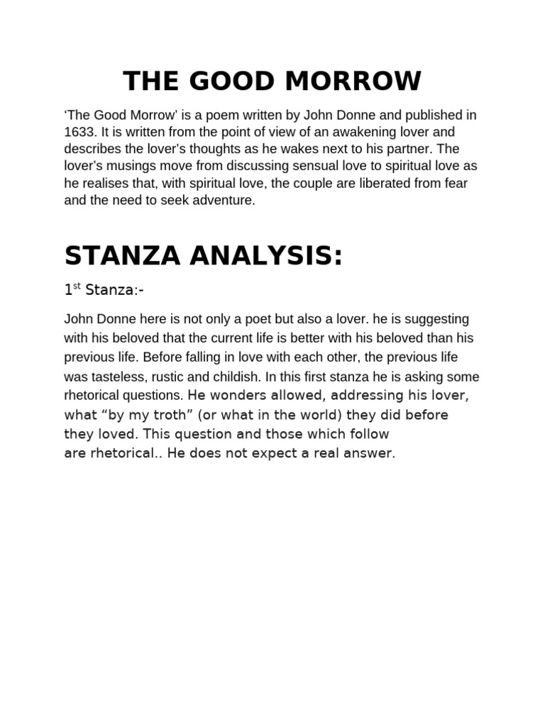 The Good Morrow | PDF