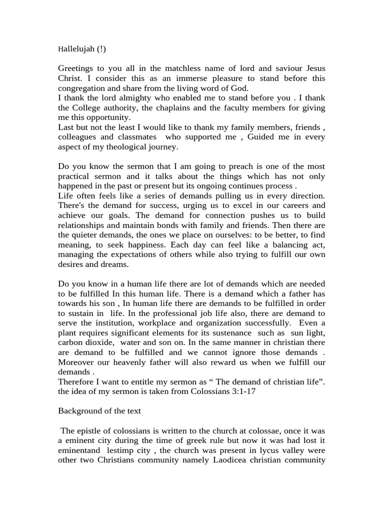 Delight Explaination Sermon | PDF | Epistle To The Colossians | Jesus