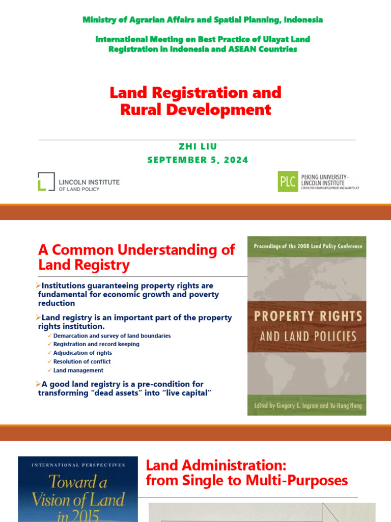 Lincoln - Zhi Liu Presentation at Ulayat Land Registration Meeting v2 | PDF | Natural Resources ...