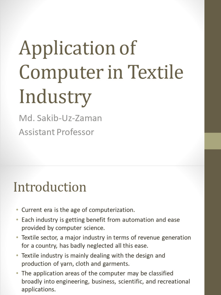 Application of Computer in Textile Industry | PDF | Textiles | Data