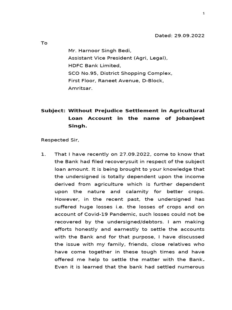 Jobanjeet Singh OTS Request 2 | PDF | Debt | Money