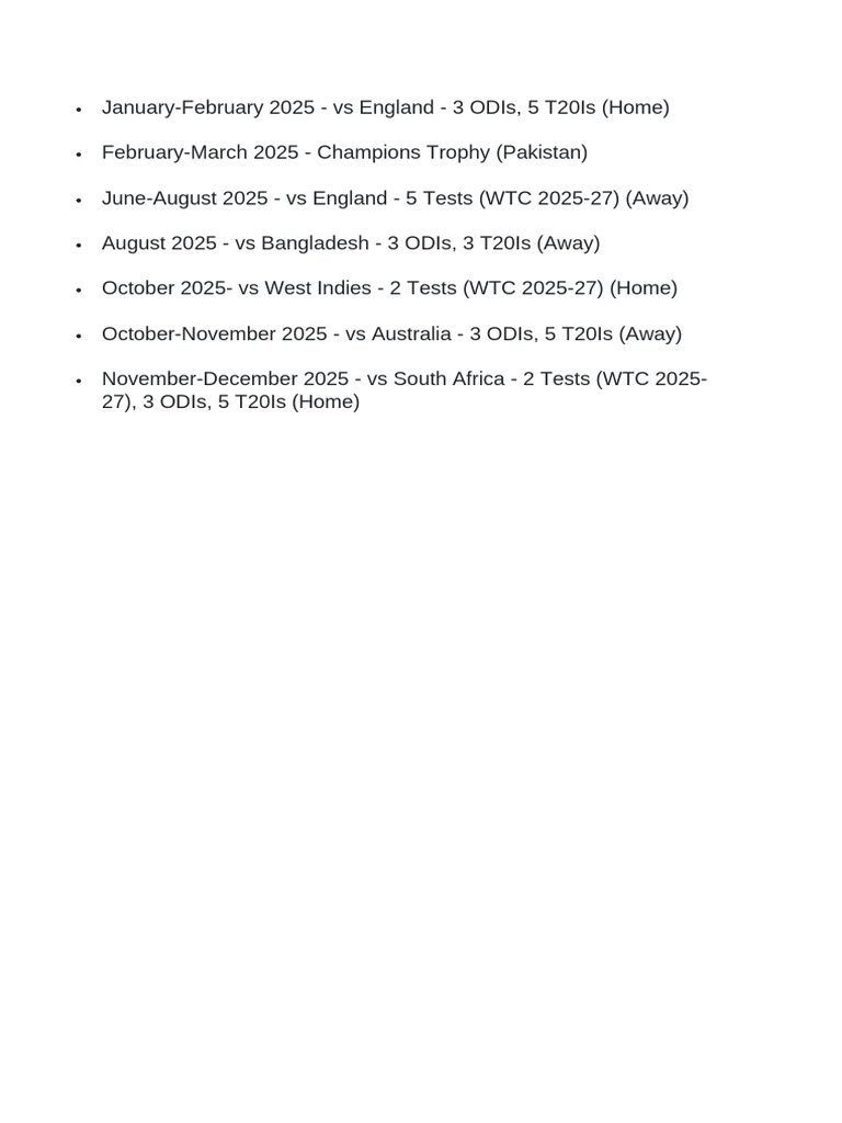 Cricket 2025 Schedule | PDF