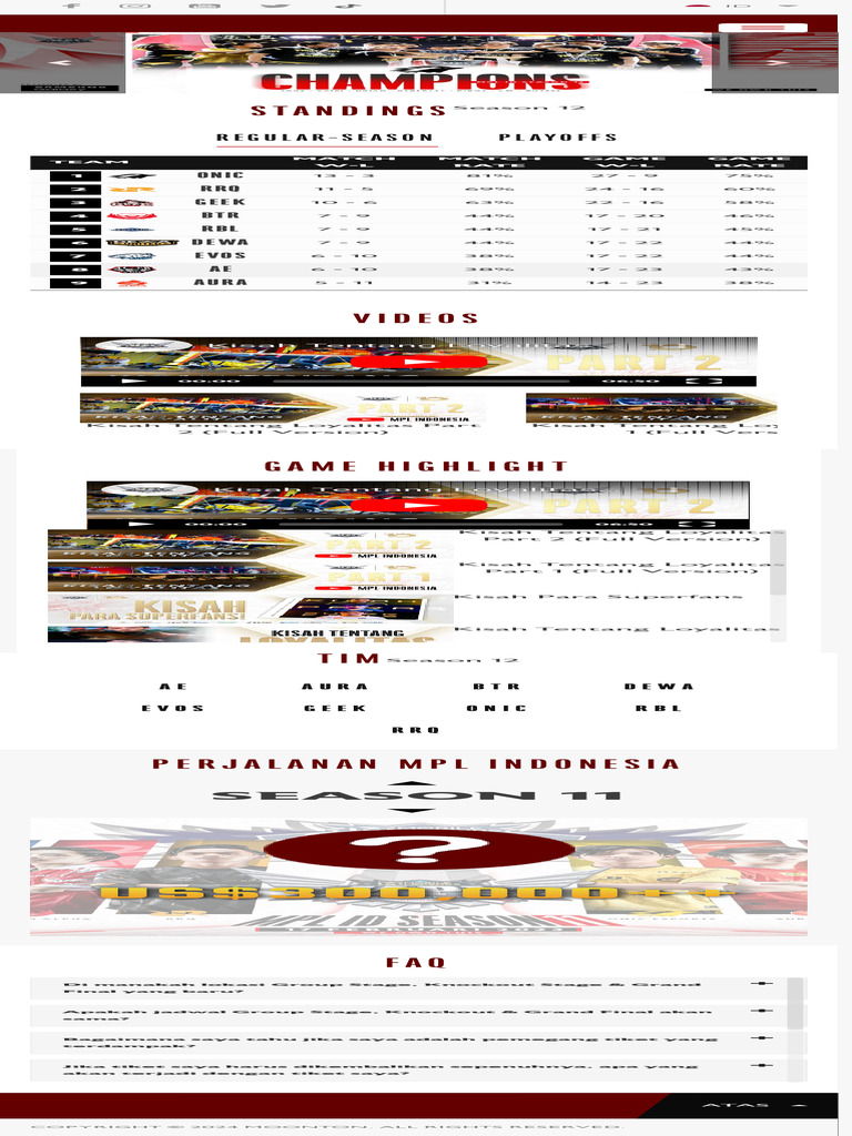 MPL Indonesia Season 12 — Mobile Legends Professional League | PDF