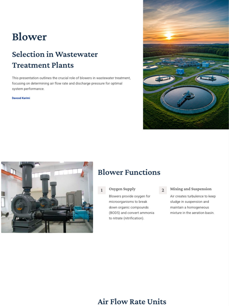 Blower Selection for Wastewater Treatment | PDF | Sewage Treatment ...