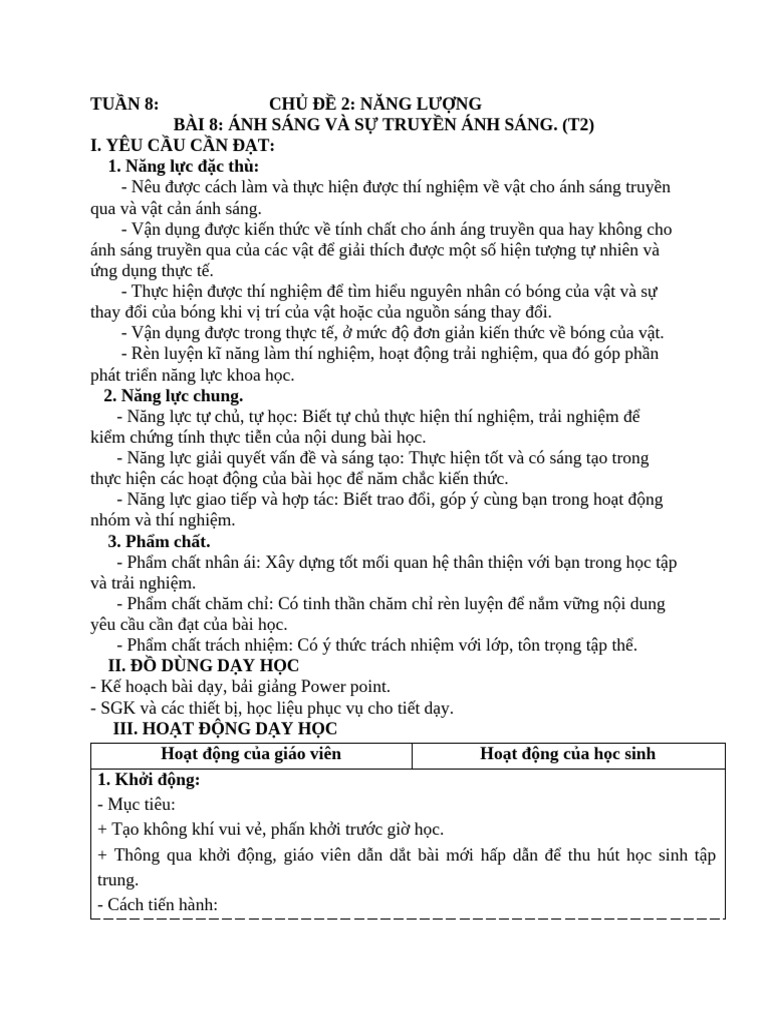 TUẦN 8 - KH4 KNTT | PDF