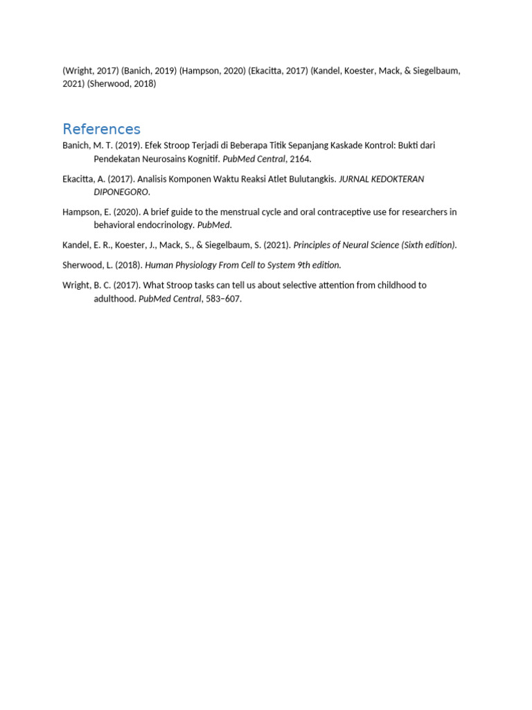 Cognitive Neuroscience References List | PDF