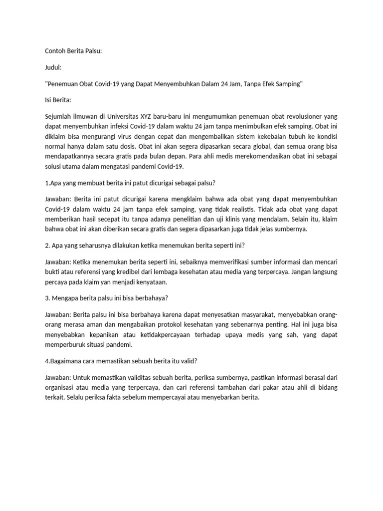 contoh berita palsu | PDF