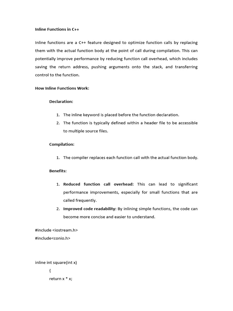 Inline Functions in CPP.. | PDF