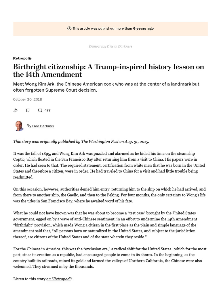 Birthright citizenship_ A Trump-inspired history lesson on the 14th ...