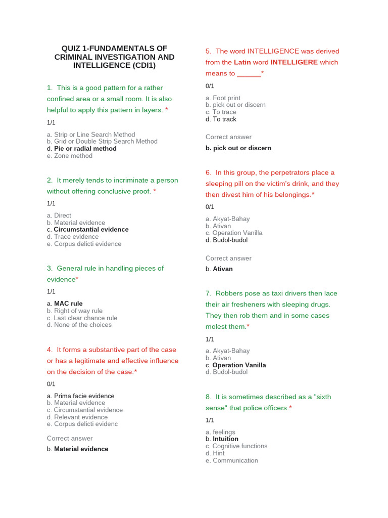 CDI 1 - Fundamentals of Criminal Investigation | PDF | Crime Scene | Crimes