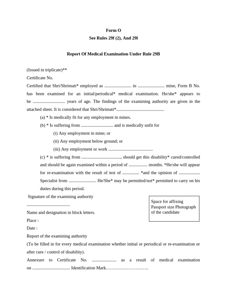 Medical Examination Report Form O | PDF | Medical Specialties ...