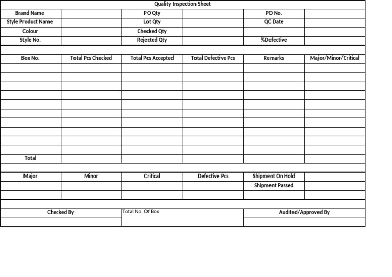 Inspection Sheet | PDF